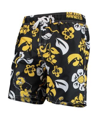 Men's Wes & Willy Black Iowa Hawkeyes Floral Volley Swim Trunks - Macy's