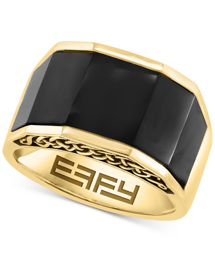 EFFY Collection EFFY® Men's Onyx Geometric Ring in 14k Gold-Plated ...