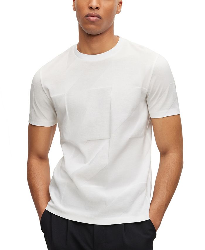 Hugo Boss Men's Mercerised-Cotton Hounds Tooth Jacquard T-shirt - Macy's