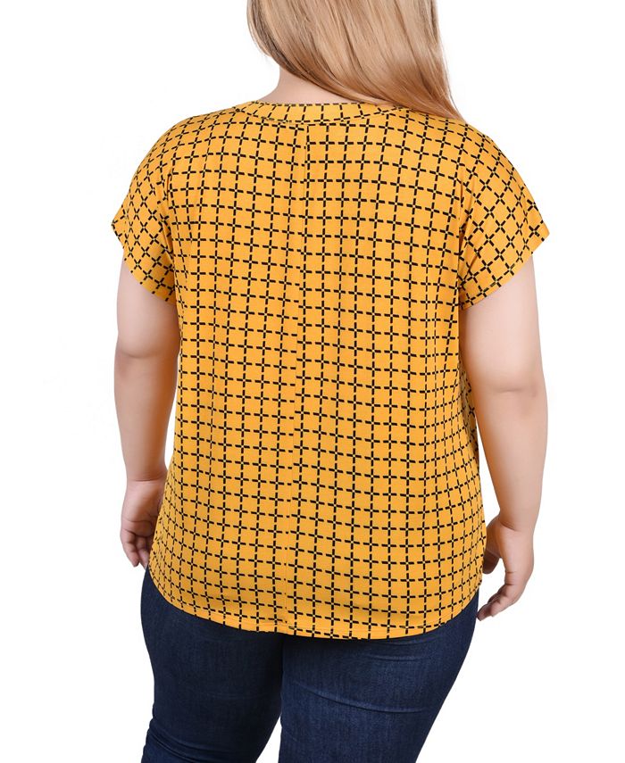 NY Collection Plus Size Extended Sleeve Top with Grommets - Macy's