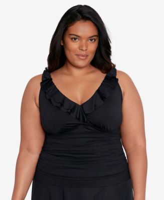 Lauren Ralph Lauren Plus Size Ruffled Tankini Top - Macy's