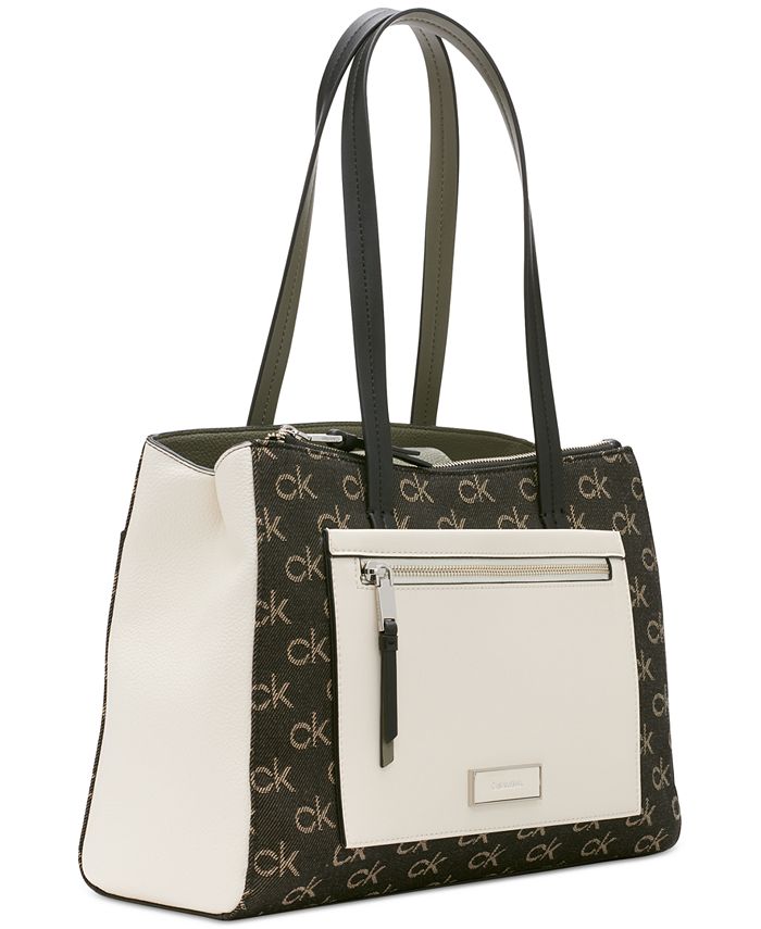 Calvin Klein Hadley Denim Jacquard Signature Large Triple Compartment ...