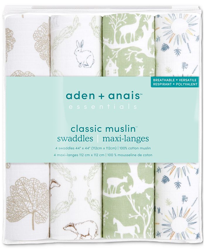 aden by aden + anais Baby Boys or Baby Girls Muslin Swaddles, Pack of 4 ...