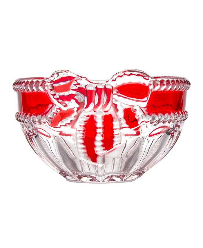 Godinger Bowl with Red Bow and Red Accented Border - Macy's