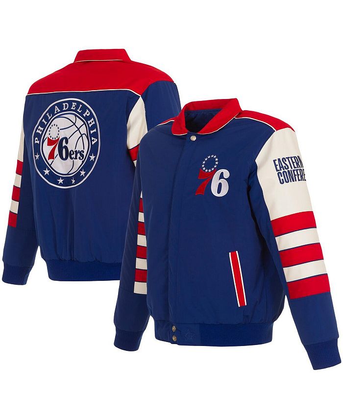 JH Design Men's Royal Philadelphia 76ers Stripe Colorblock Nylon ...