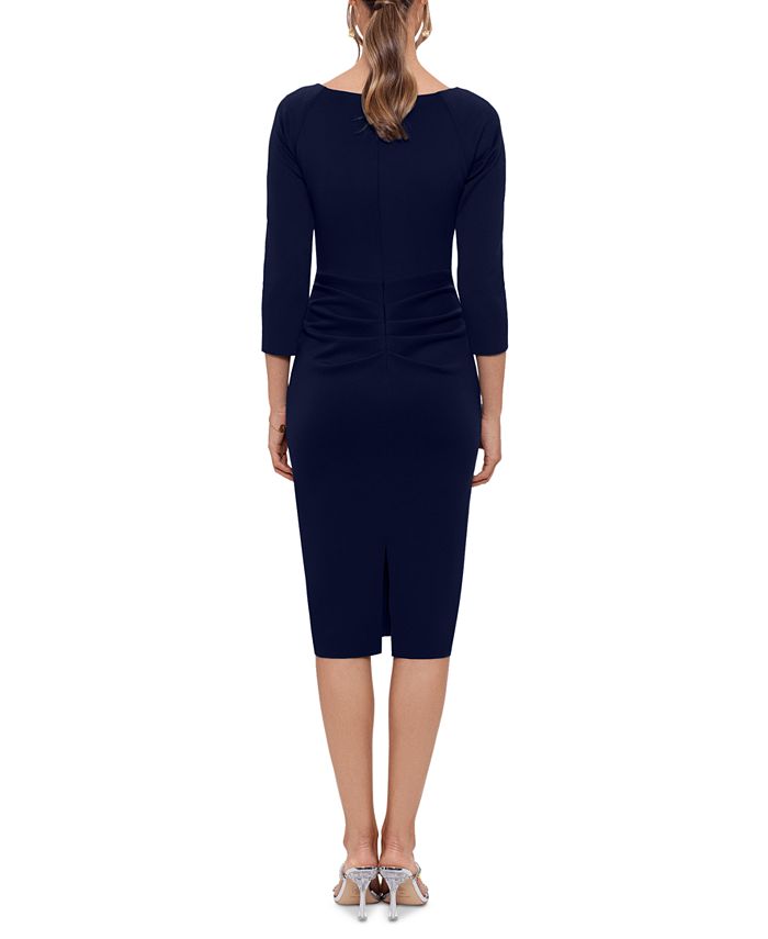 XSCAPE Women's Scuba-Fabric V-Neck Draped Midi Dress & Reviews ...