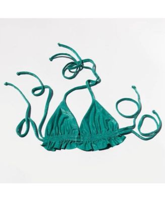 BOLD Swim Women's Adult Regular Mint Palm Tree Triangle Ruffle Bikini ...
