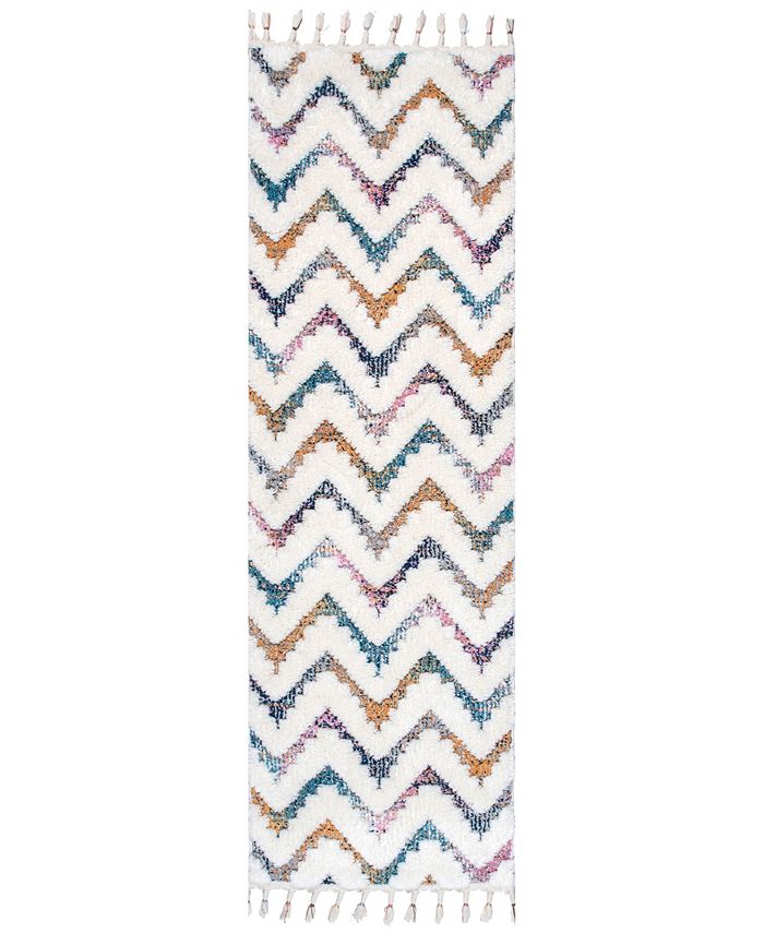 nuLoom Loft Rumi High-Low Chevron Kids Tassel 2'8" x 8' Runner Area Rug ...