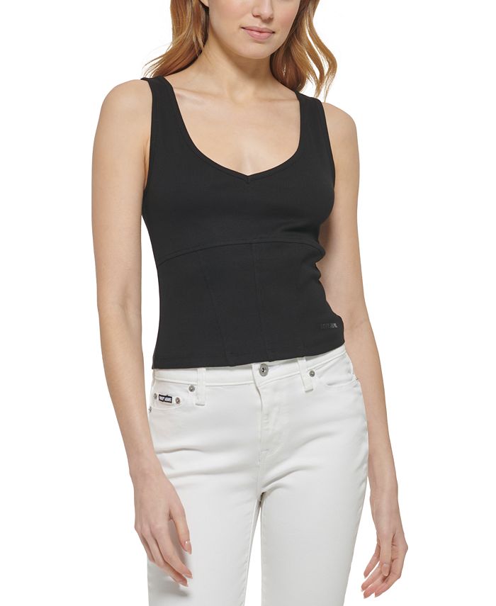 DKNY Jeans Women's Ribbed Structured Tank Top & Reviews - Tops - Women ...