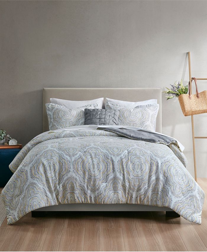 Madison Park Essentials Domino Medallion 8 Piece Reversible Comforter ...
