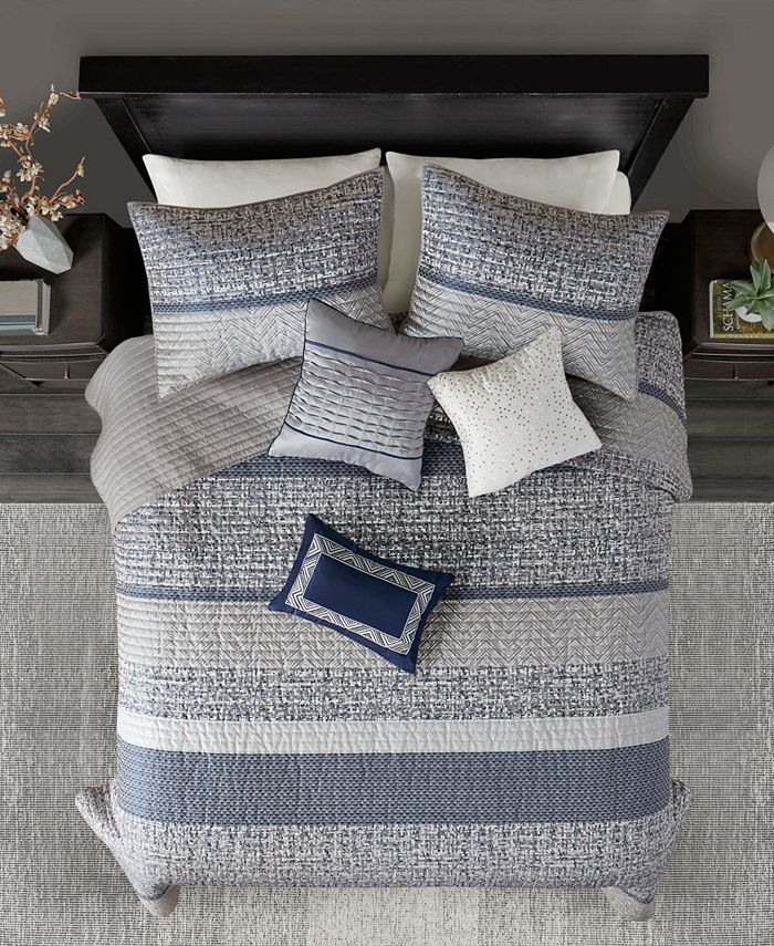 Madison Park Rhapsody 6 Piece Reversible Jacquard Quilt Set, King ...