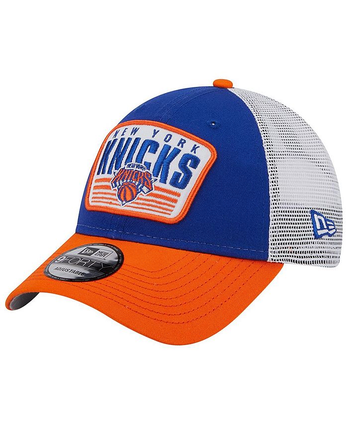New Era Men's Blue New York Knicks Two-Tone Patch 9FORTY Trucker ...