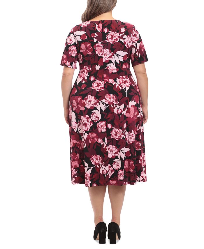 London Times Plus Size Floral Keyhole Midi Dress - Macy's