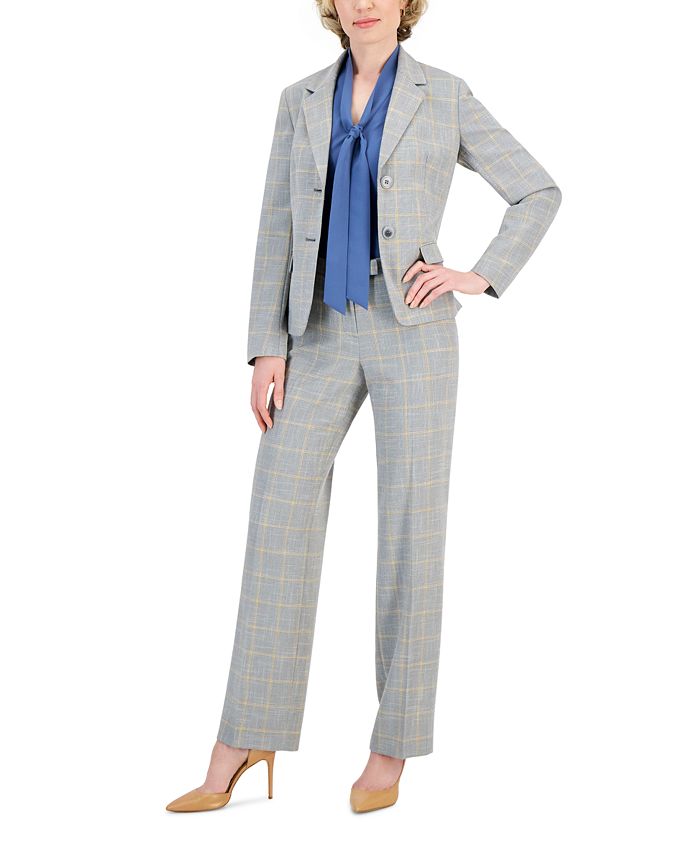 Kasper Women's Plaid Mid-Rise Straight-Leg Pants - Macy's