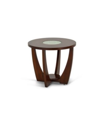 Steve Silver Rafael 25.5" Round Merlot Wood End Table with Cracked ...