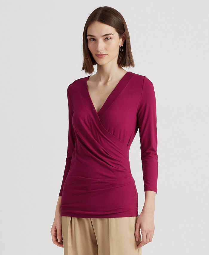 Lauren Ralph Lauren Women's Surplice Jersey Top - Macy's