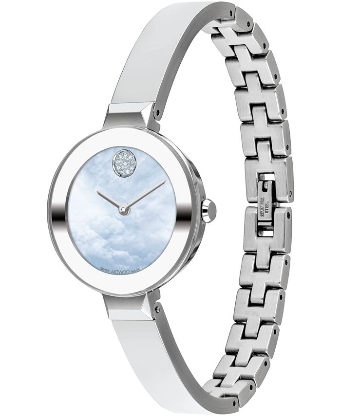 Movado Women's Bold Bangles Swiss Quartz Silver-Tone Stainless Steel ...