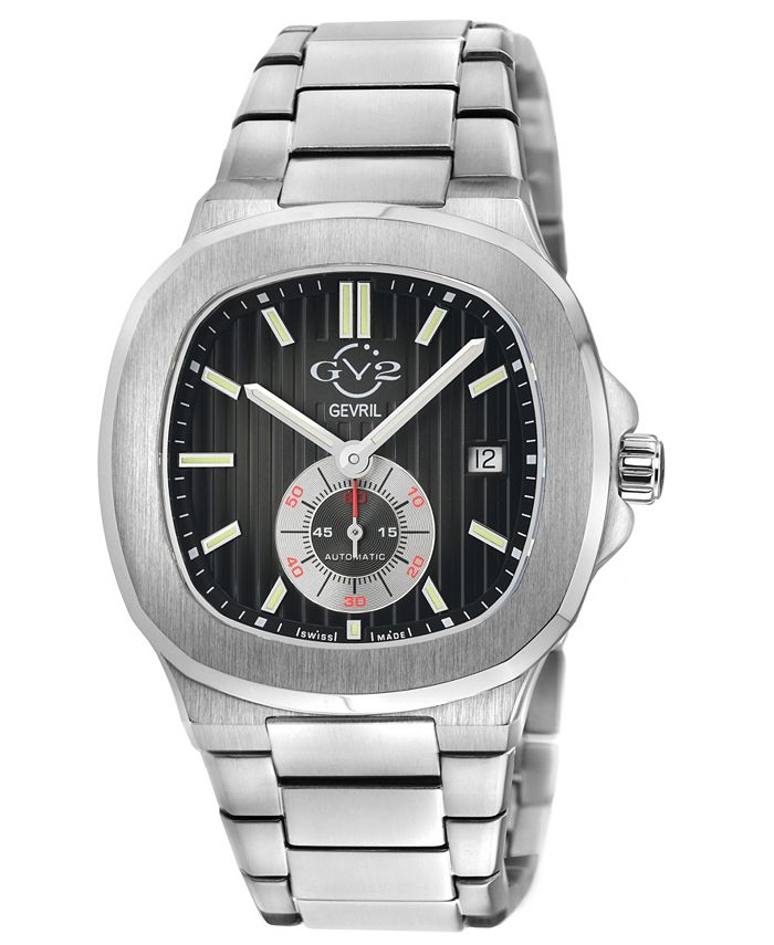 GV2 by Gevril Men's Potente Swiss Automatic Silver-Tone Stainless Steel ...