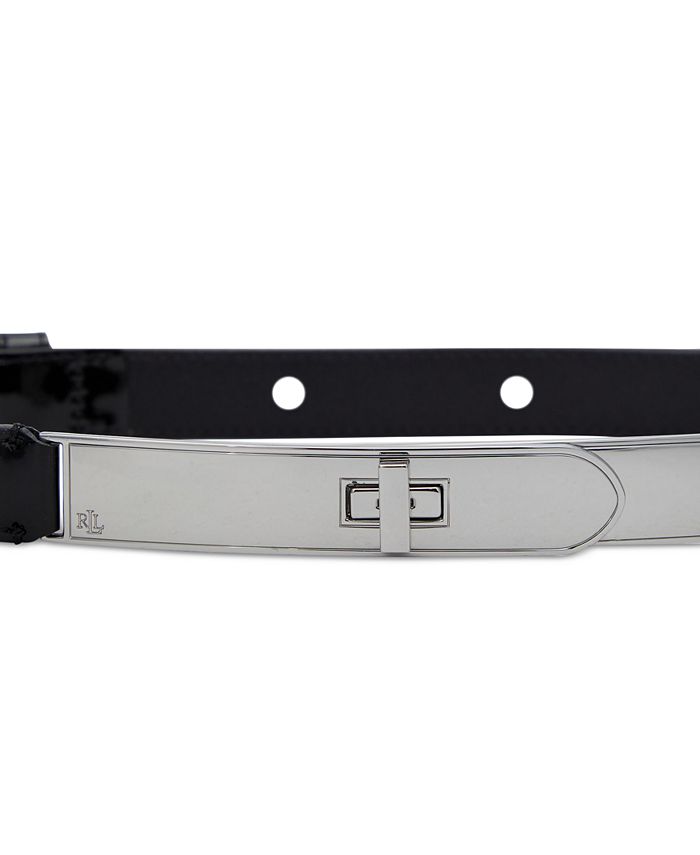 Lauren Ralph Lauren Women's Turn-Lock Skinny Leather Belt - Macy's