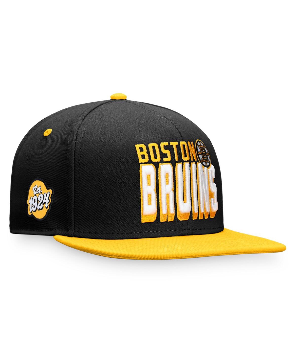 Mens Fanatics Black  Gold Boston Bruins Heritage Retro Two-Tone Snapback Hat - Black  Gold