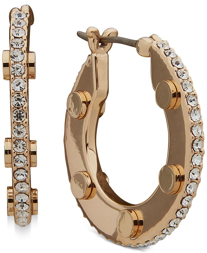 DKNY Gold-Tone Small Studded Pavé-Edged Hoop Earrings, 0.55" & Reviews ...
