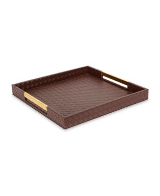 Brown Tray with Gold-Tone Handles Tray - Macy's