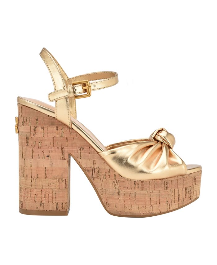 GUESS Women's Yipster Platform Cork Wedge Sandals - Macy's