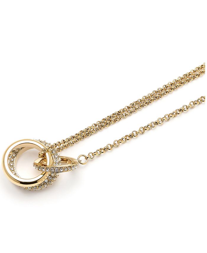 Olivia Burton 18K Gold-Plated Crystal Interlink Necklace - Macy's