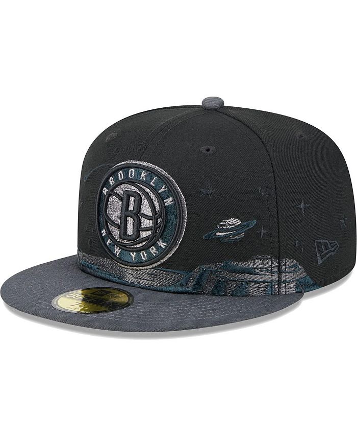 New Era Men's Black Brooklyn Nets Planetary Tonal 59Fifty Fitted Hat ...