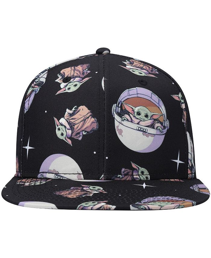 Bioworld Men's Black Star Wars The Mandalorian Grogu Allover Snapback ...