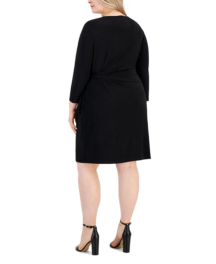Kasper Plus Size Side-Tie Faux-Wrap Dress - Macy's