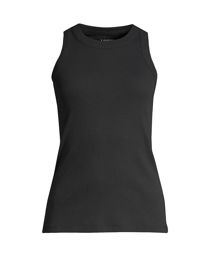Lands' End Women's 2x2 Rib Crew Neck Tank Top - Macy's