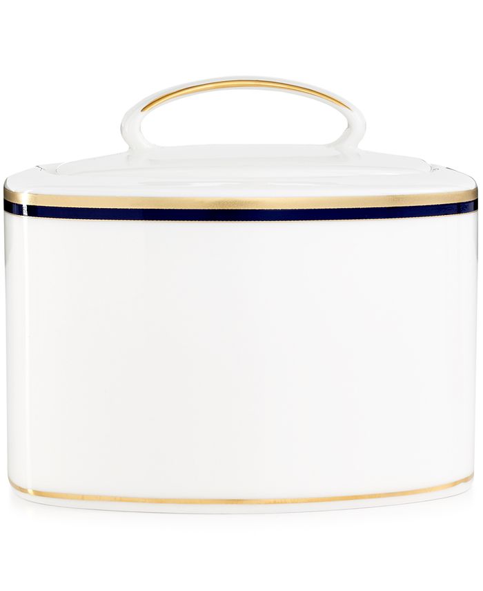 kate spade new york Library Lane Navy Sugar Bowl With Lid - Macy's