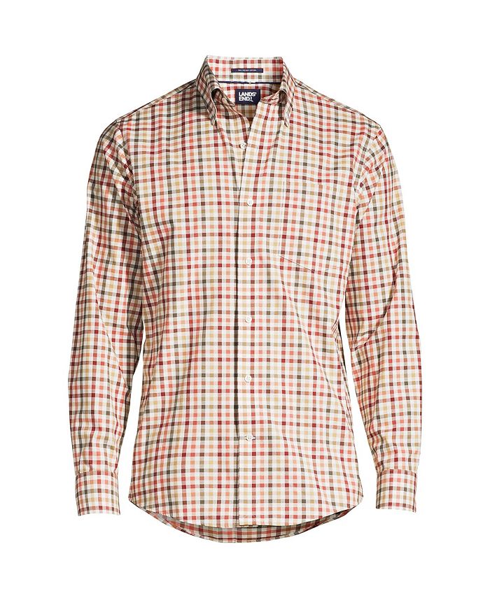 Lands' End Men's Traditional Fit No Iron Twill Shirt - Macy's