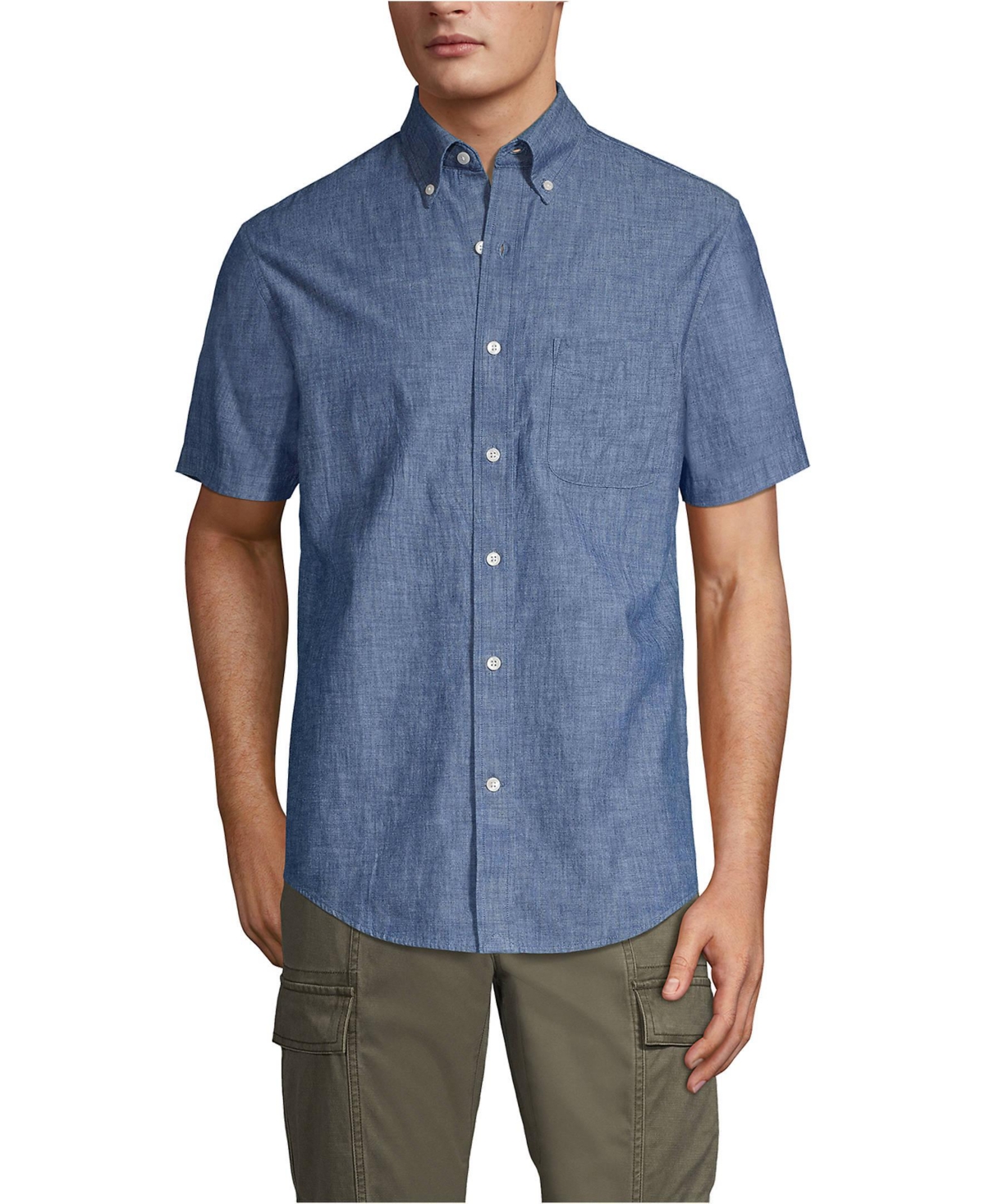 Click here for Lands End Mens Short Sleeve Button Down Chambray S... prices