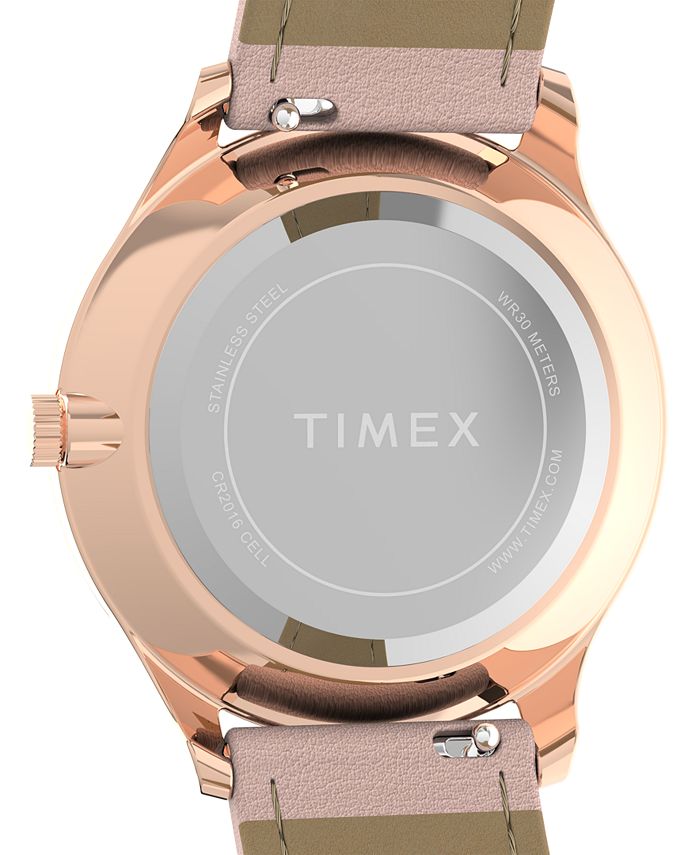 Timex Women's Quartz Analog Premium Dress Leather Pink Watch 32mm - Macy's