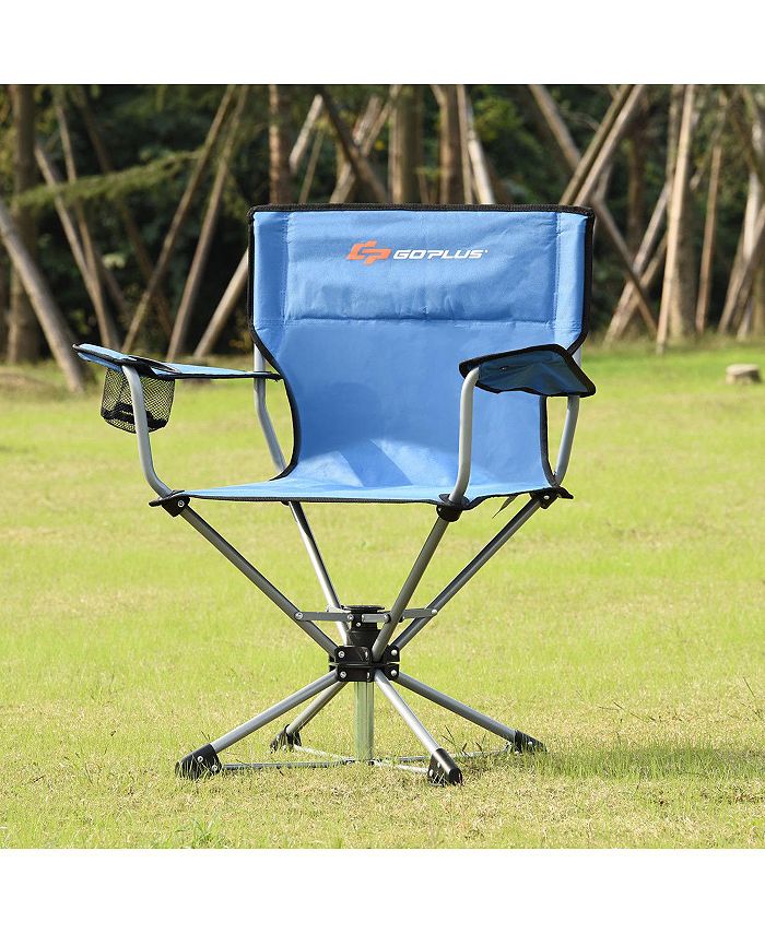Costway Collapsible Portable Swivel Camping Chair 360degreesFree ...