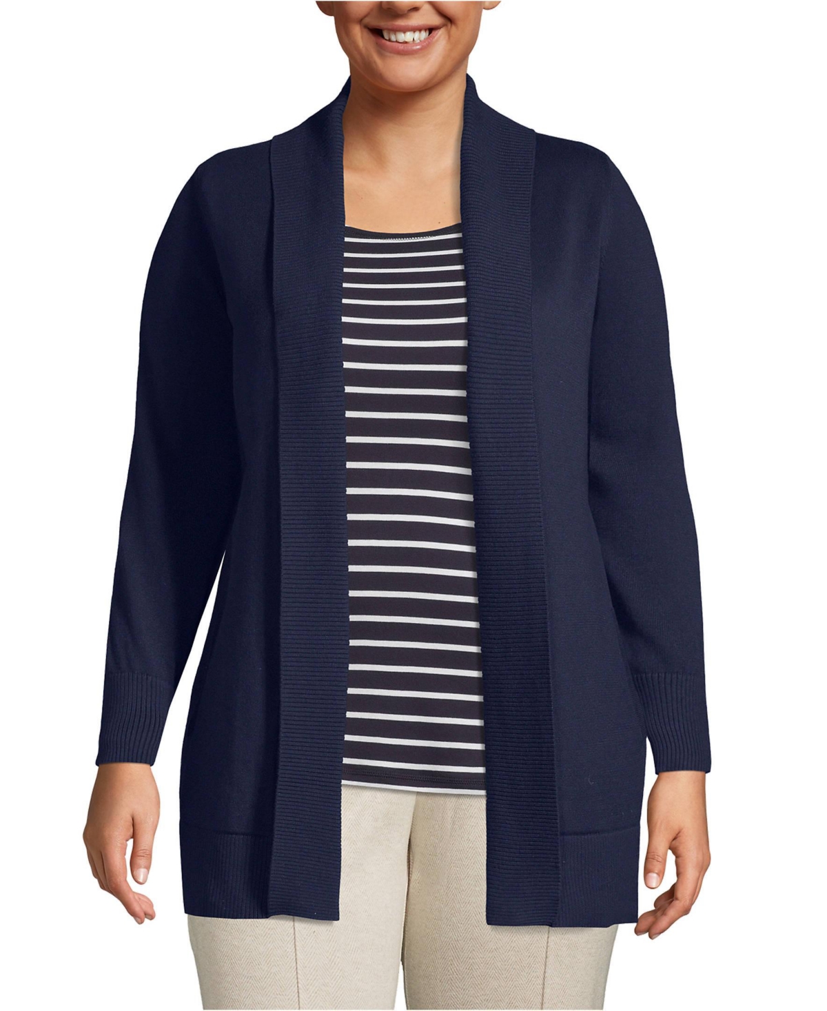 Click here for Lands End Plus Size Cotton Modal Shawl Collar Card... prices