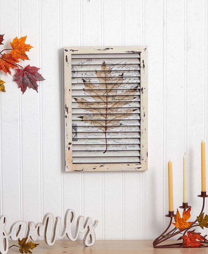 Nearly Natural Maple Leaf Window Shutter Wall Decor - Macy's