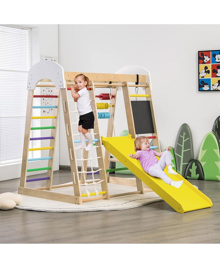 Costway Indoor Playground Climbing Gym Kids Wooden 8 in 1 Climber ...