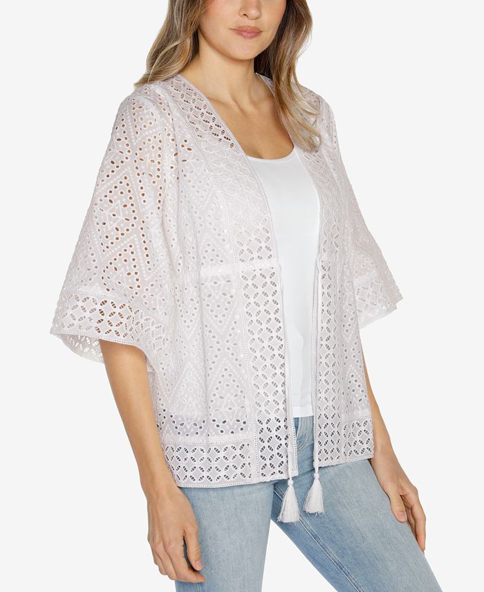 Belldini Women's Eyelet Lace Kimono Top & Reviews - Tops - Women - Macy's