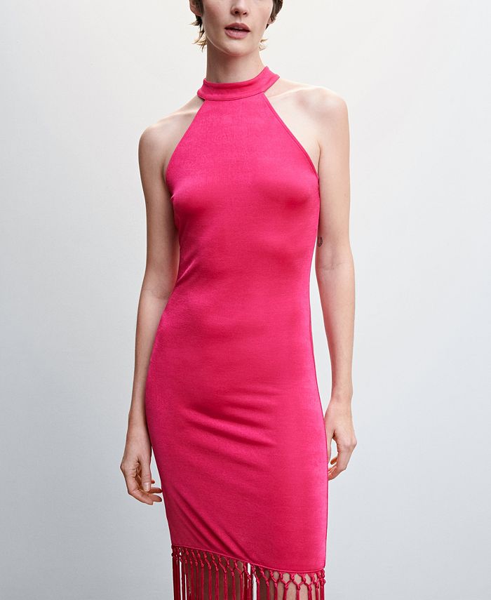 MANGO Women's Halter Neck Fringed Dress - Macy's