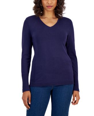 JM Collection Women's Button-Cuff V-Neck Sweater, Created for Macy's ...