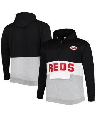 Men's Black, White Cincinnati Reds Big and Tall Fleece Half-Zip Hoodie ...