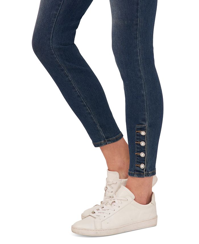 CeCe Women's Imitation-Pearl-Trim High-Rise Skinny Jeans - Macy's
