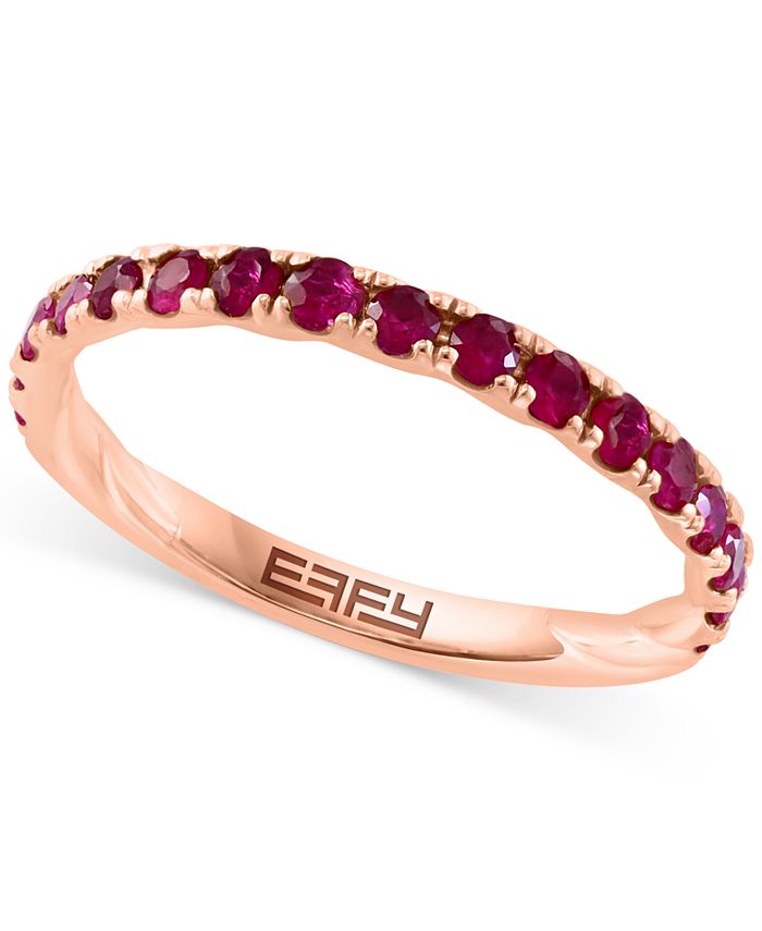 EFFY Collection EFFY® Ruby Stack Band (1/2 ct. t.w.) in 14K Rose Gold-Plated Sterling Silver ...