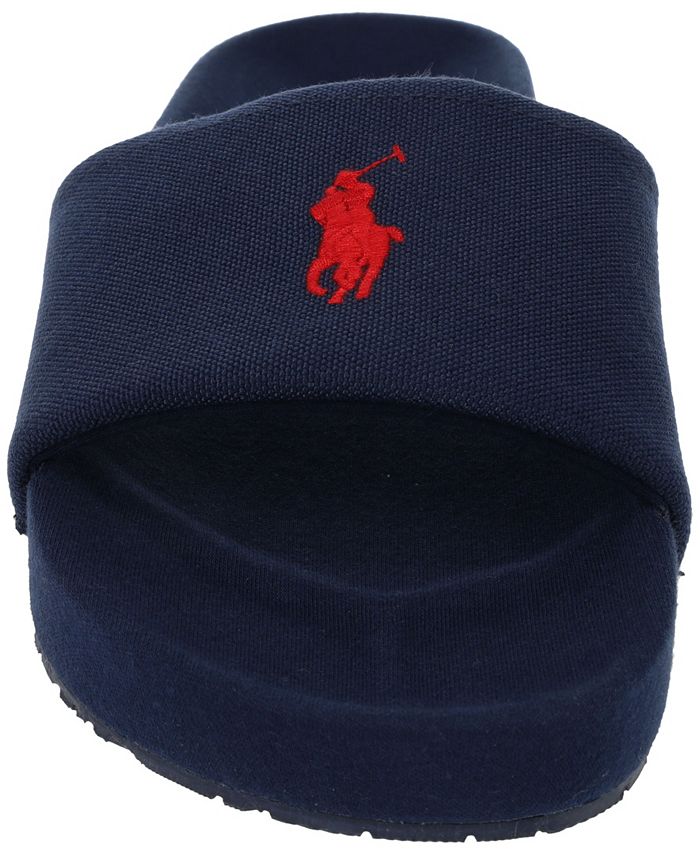 Polo Ralph Lauren Men's Hendrick Pique Fabric Slide Sandals - Macy's