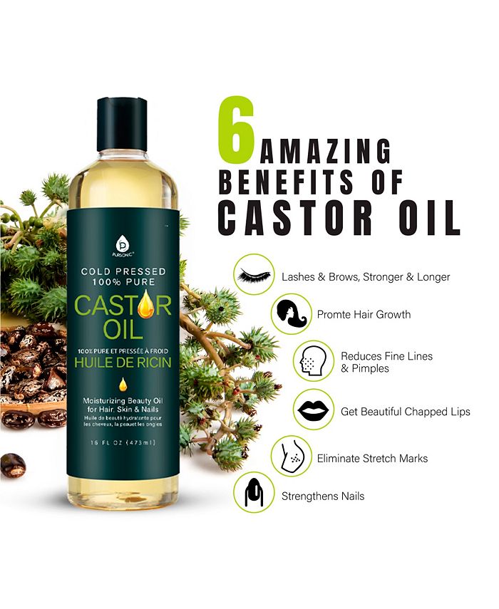 Pursonic Castor Oil 16oz Cold Pressed 100 Pure Hexane Free Castor