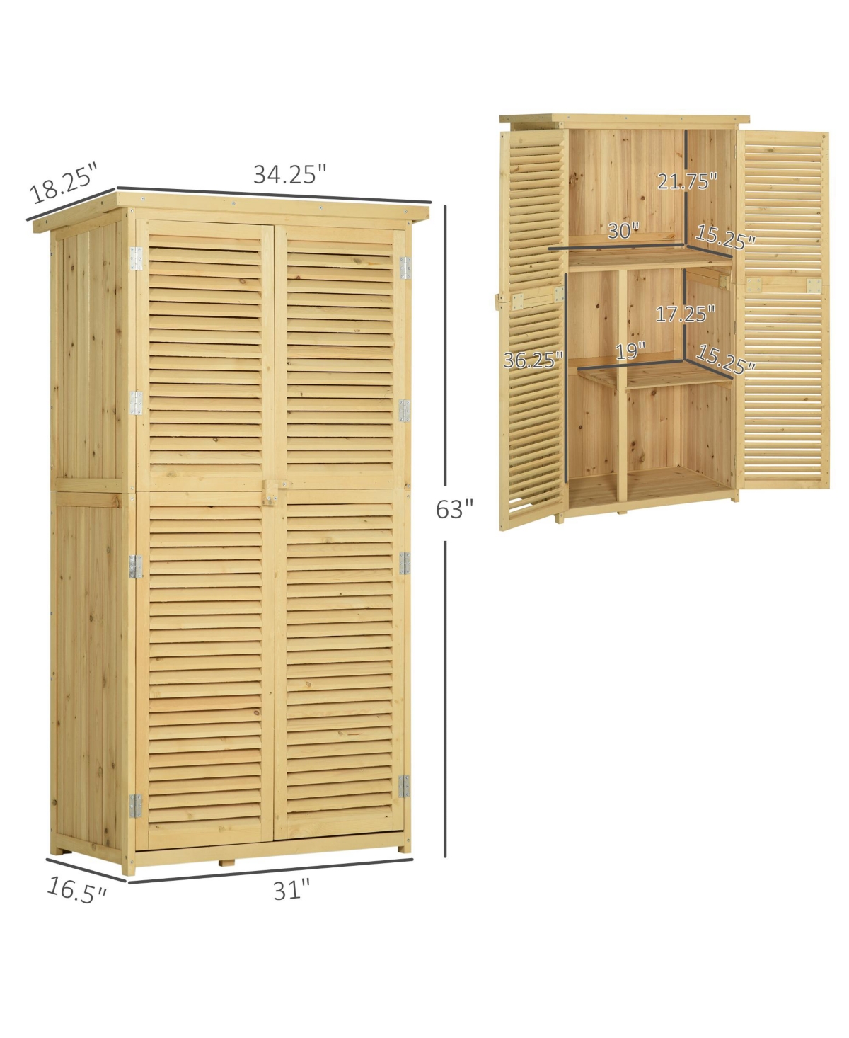 Outsunny 3' x 5' Wooden Garden Storage Shed, Sheds & Outdoor Storage ...