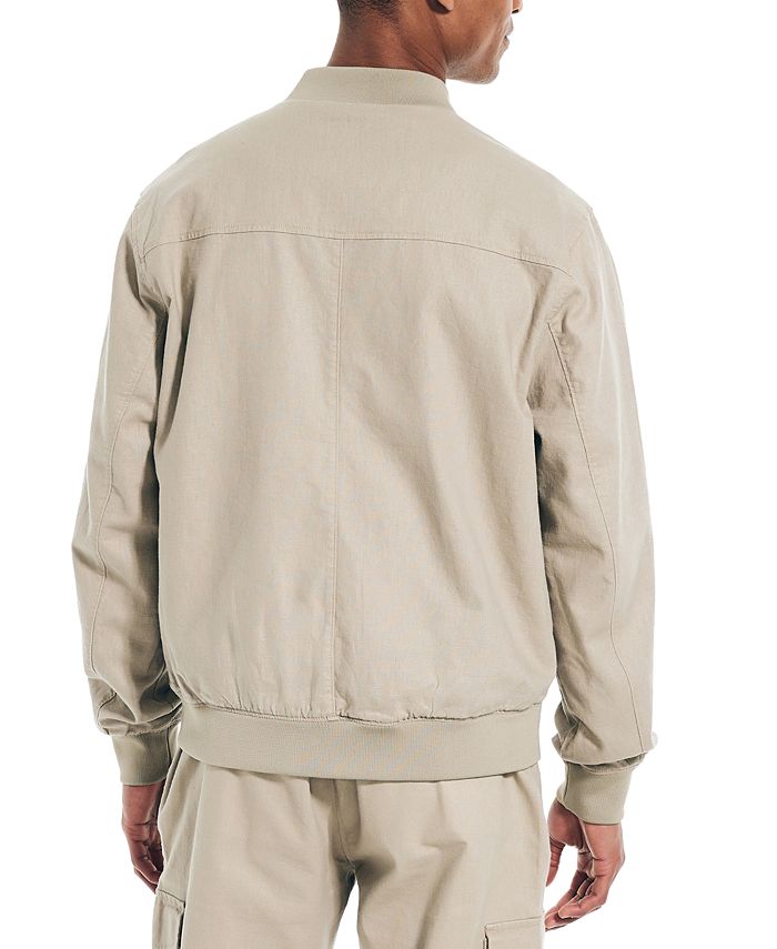 Nautica Men's Zip-Front Linen Blend Varsity Jacket - Macy's